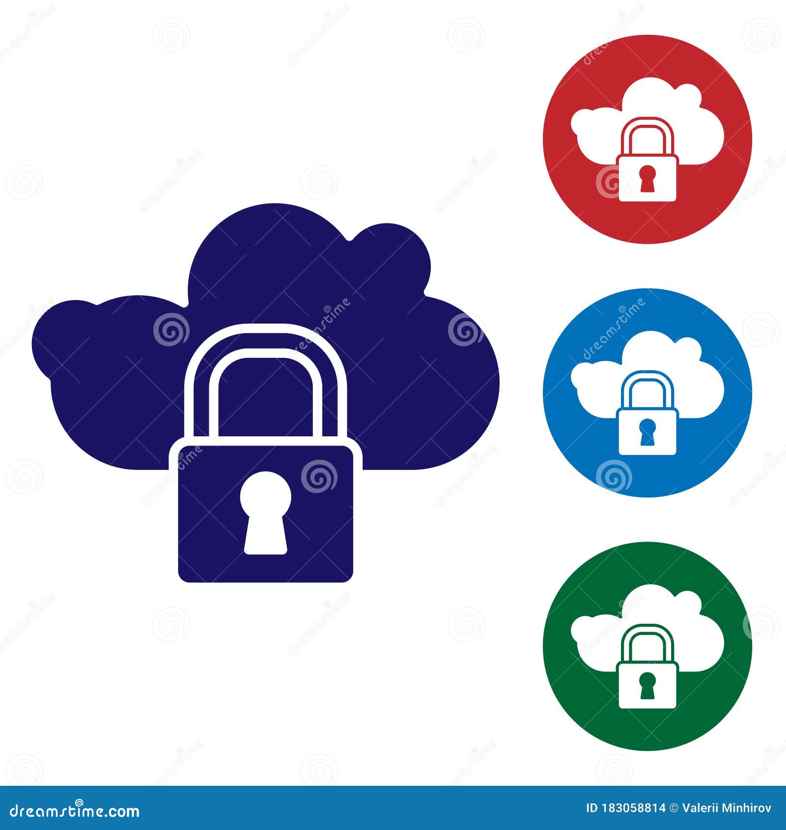Blue Cloud Computing Lock Icon Isolated on White Background. Security ...