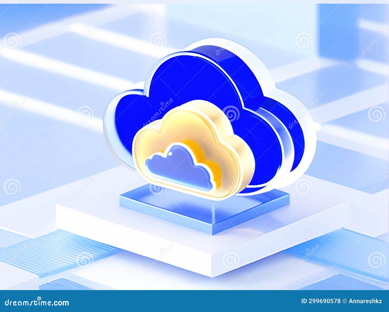 Blue Cloud 3d Icon. Generative AI. Stock Photo - Image of safety ...