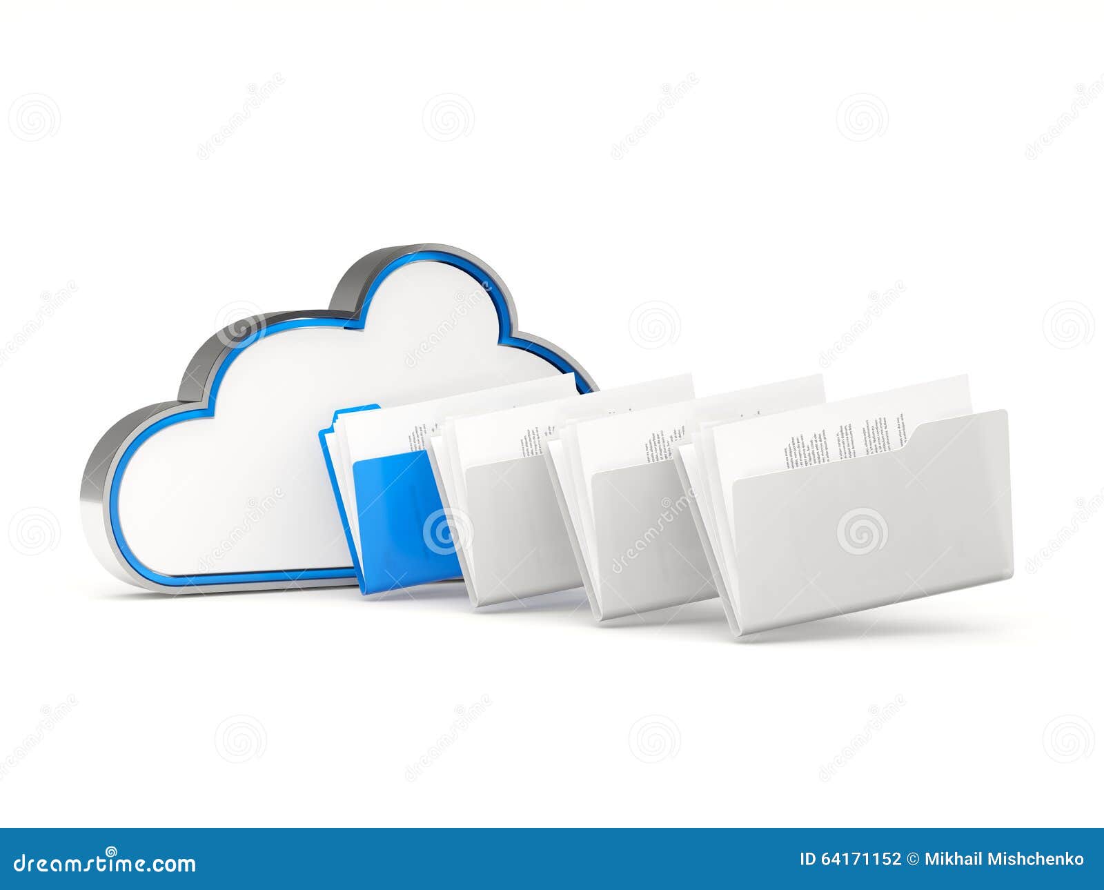 Blue Cloud Drive Icon with Folders Stock Illustration - Illustration of ...