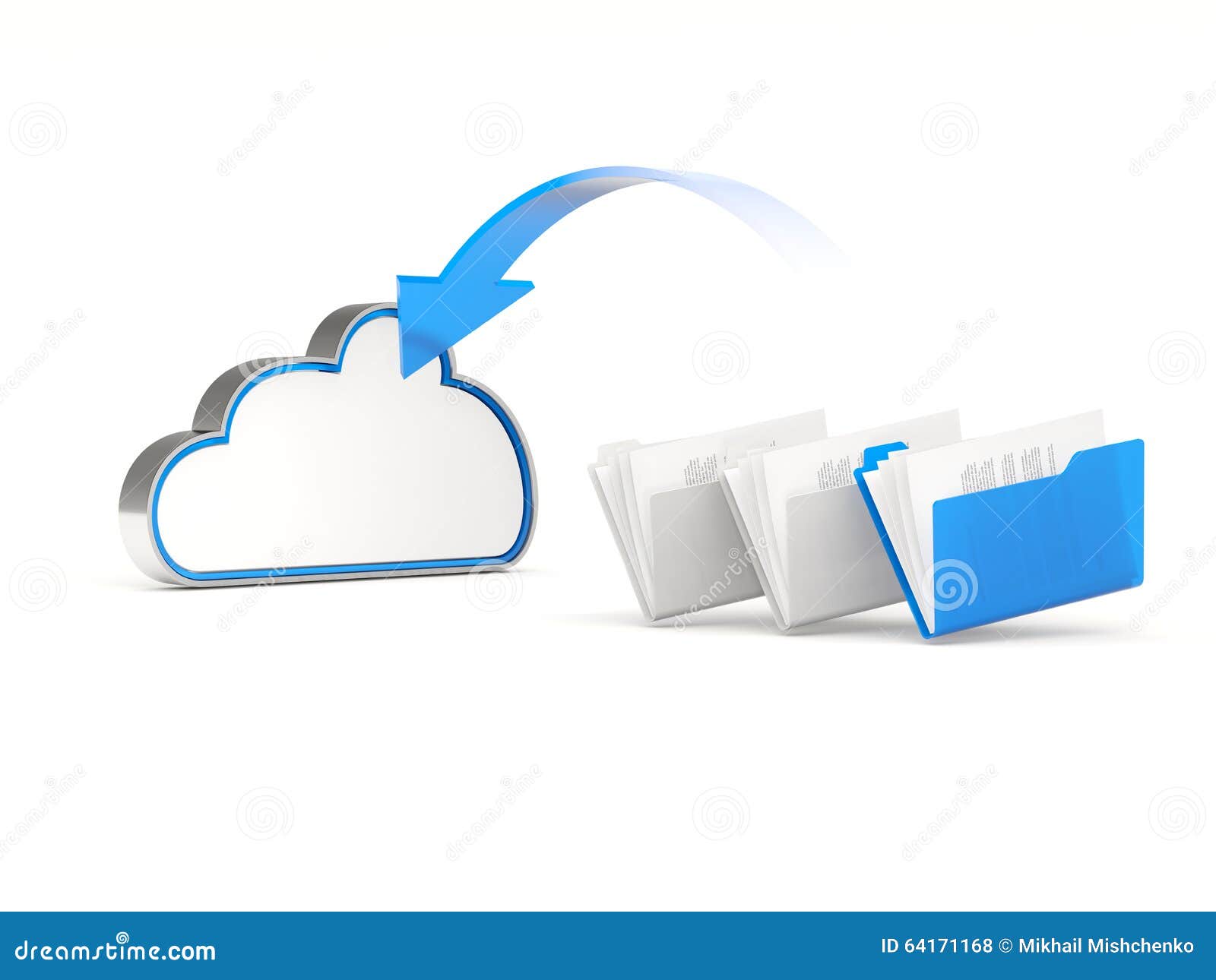 Blue Cloud Drive Icon with Folders Stock Illustration - Illustration of ...