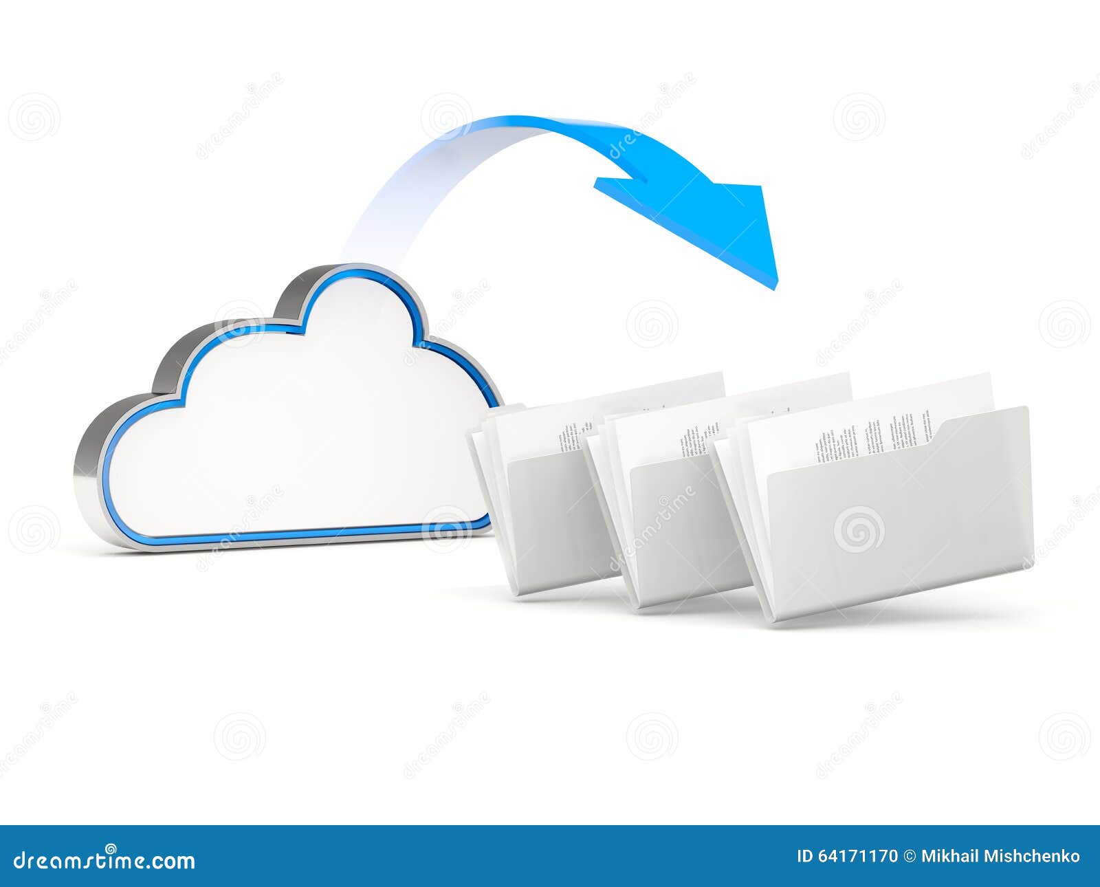 Blue Cloud Drive Icon with Folders Stock Illustration - Illustration of ...