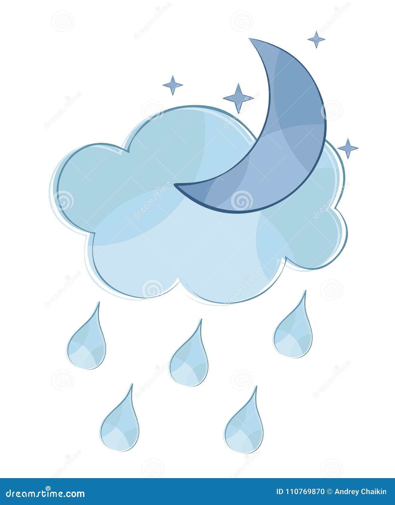 Cloud with moon and rain. stock illustration. Illustration of logo ...