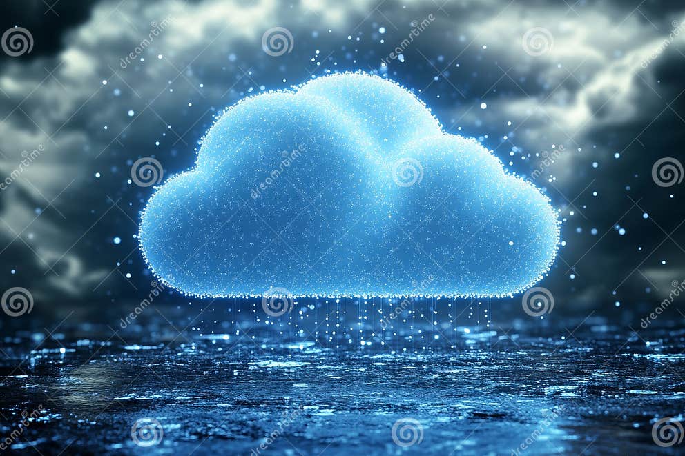 Blue Cloud Floating in the Sky with Rain Effect Symbolizing Cloud ...