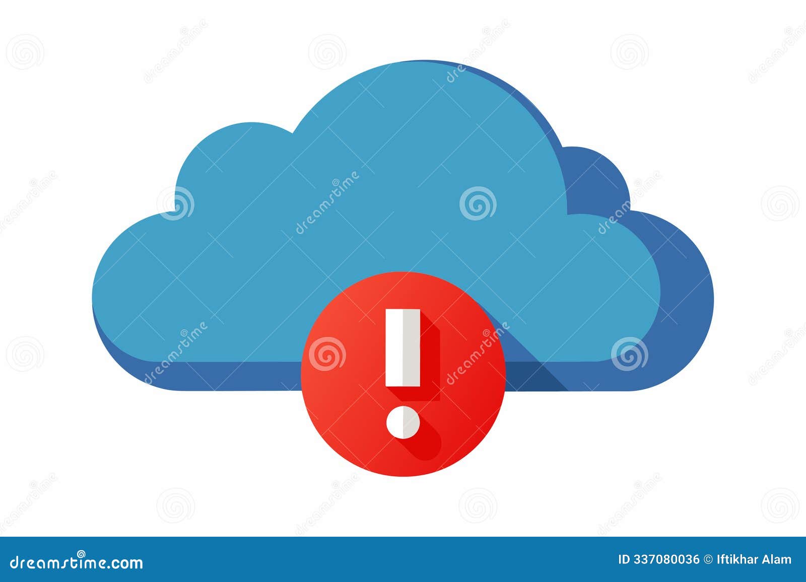 A Blue Cloud Icon Features a Red Warning Symbol Underneath, Indicating ...