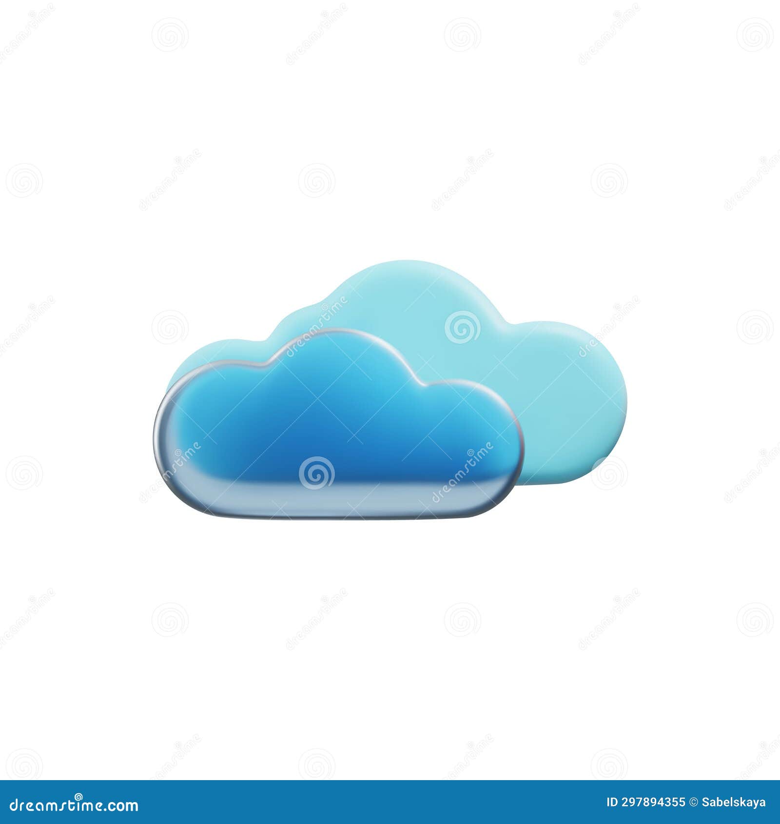 Blue Cloud, Icon for Social Design, Vector Object Isolated on White ...