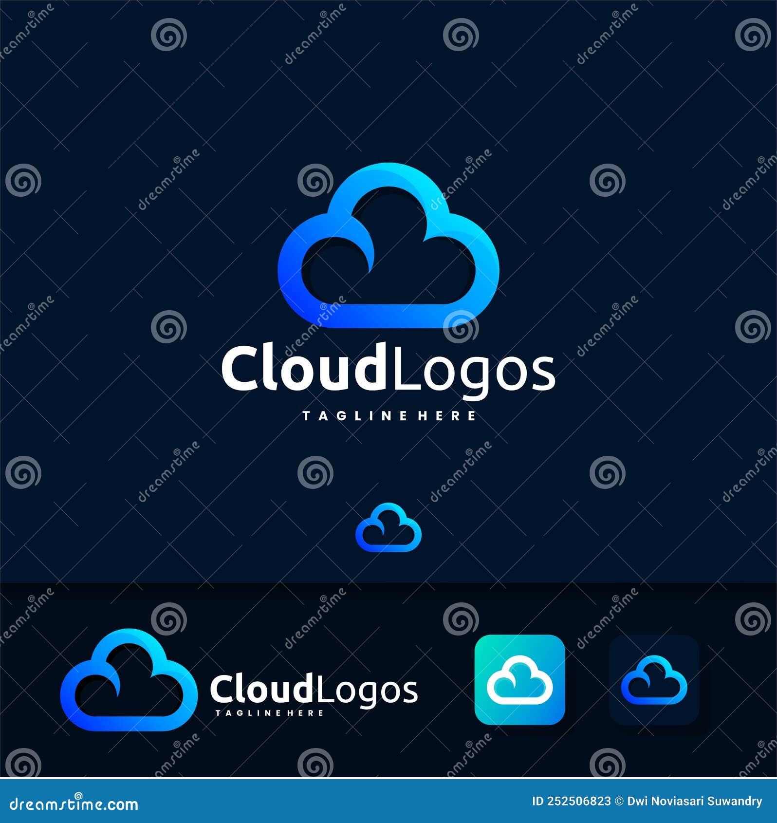 Blue Cloud Line Logo for Business Template Stock Vector - Illustration of symbol, transfer ...