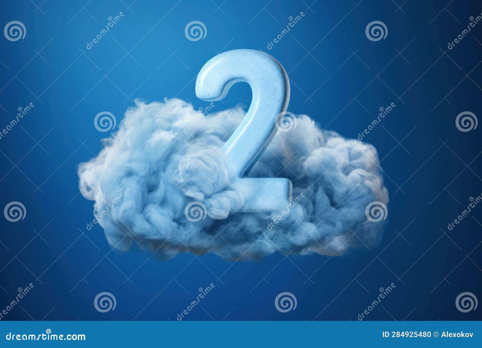 Blue Cloud Number 2 Floating on Blue Background AI Generated Stock ...