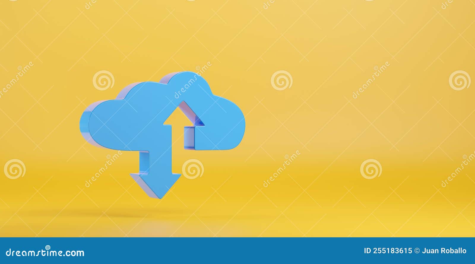 Blue Cloud Shape with Up and Down Arrows with Copy Space. Internet ...
