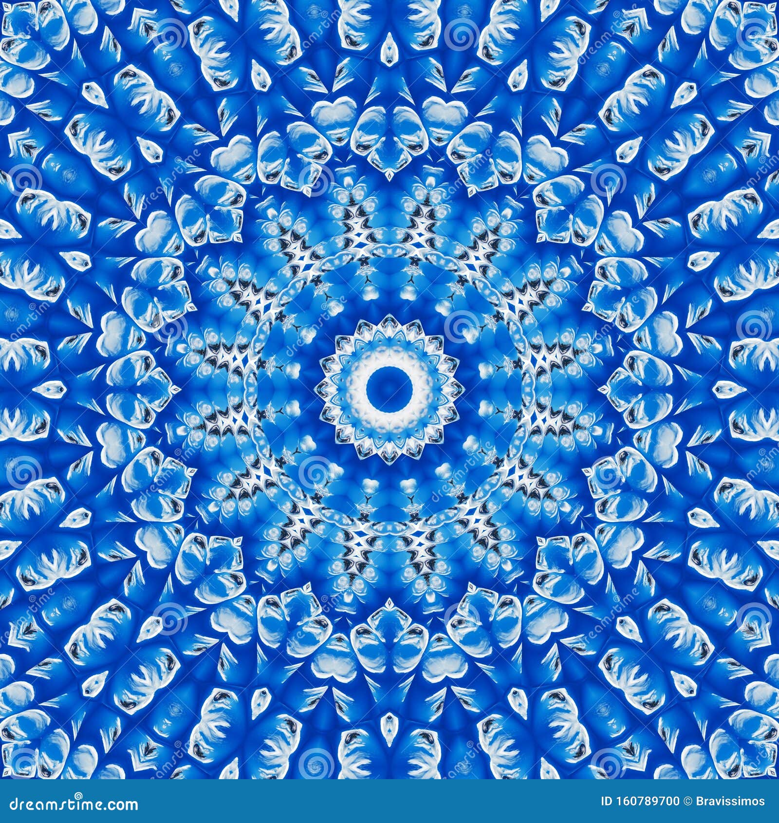 Blue Cloud Sky Kaleidoscope Pattern. Ornate Stock Illustration ...
