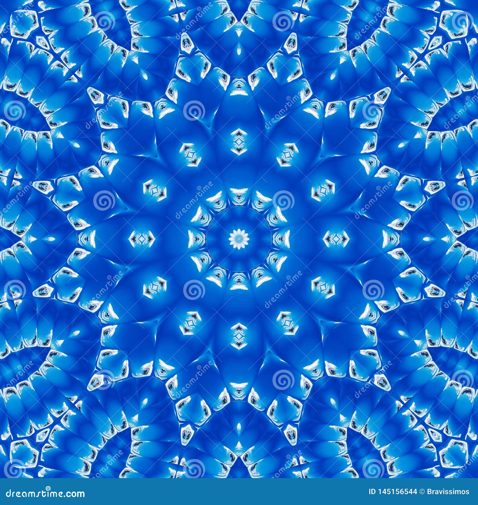 Blue Cloud Sky Kaleidoscope Pattern. White Stock Illustration ...