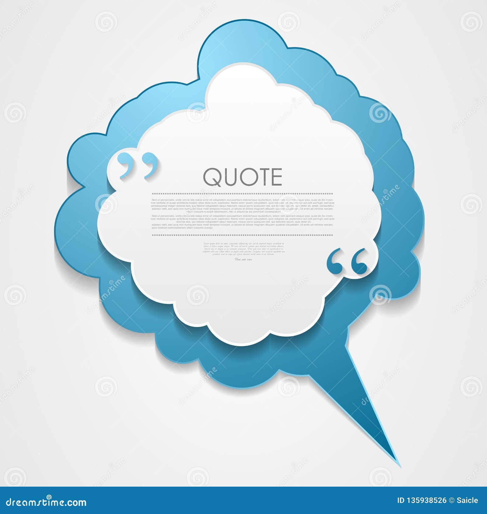 Blue Cloud Speech Bubble with Commas, Quote Background Stock Vector ...