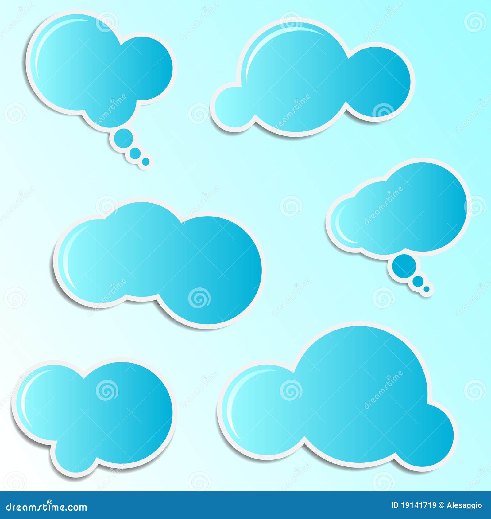 Blue cloud stickers stock vector. Illustration of contemplation - 19141719