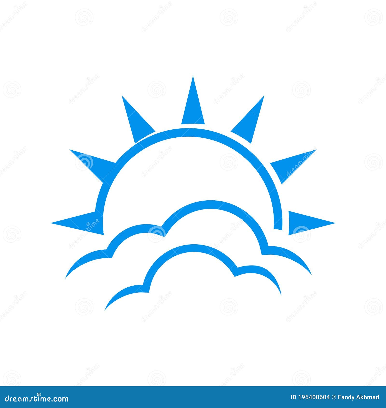 Blue Cloud and Sun Logo a Clear Sky Icon Design Vector Graphic Concept ...