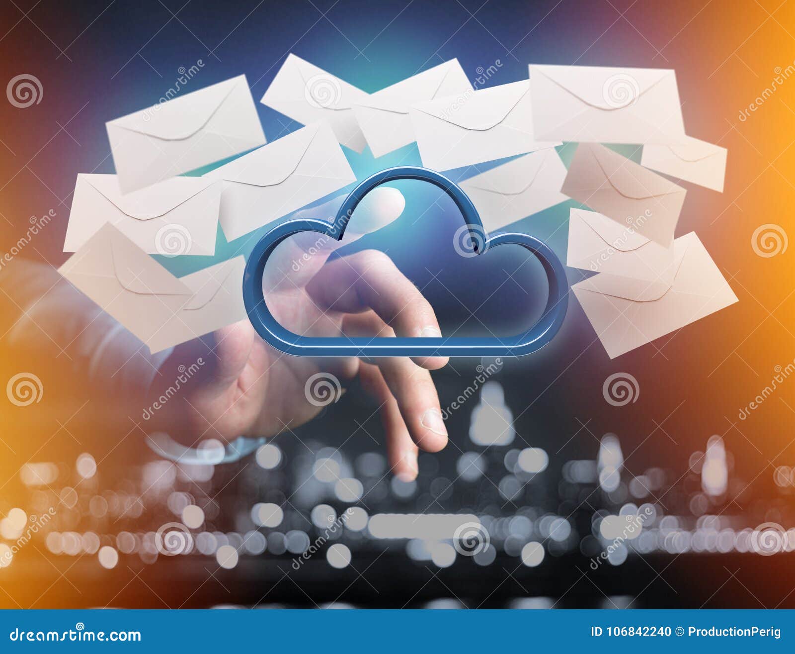 Blue Cloud Surrounded by Realistic Envelope Email Displayed on a Stock ...