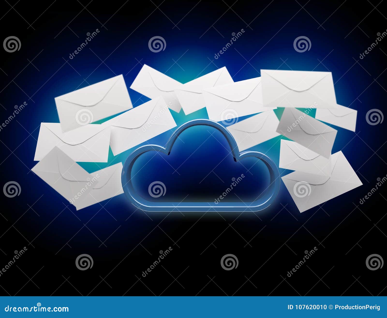 Blue Cloud Surrounded by Realistic Envelope Email Displayed on a Stock ...