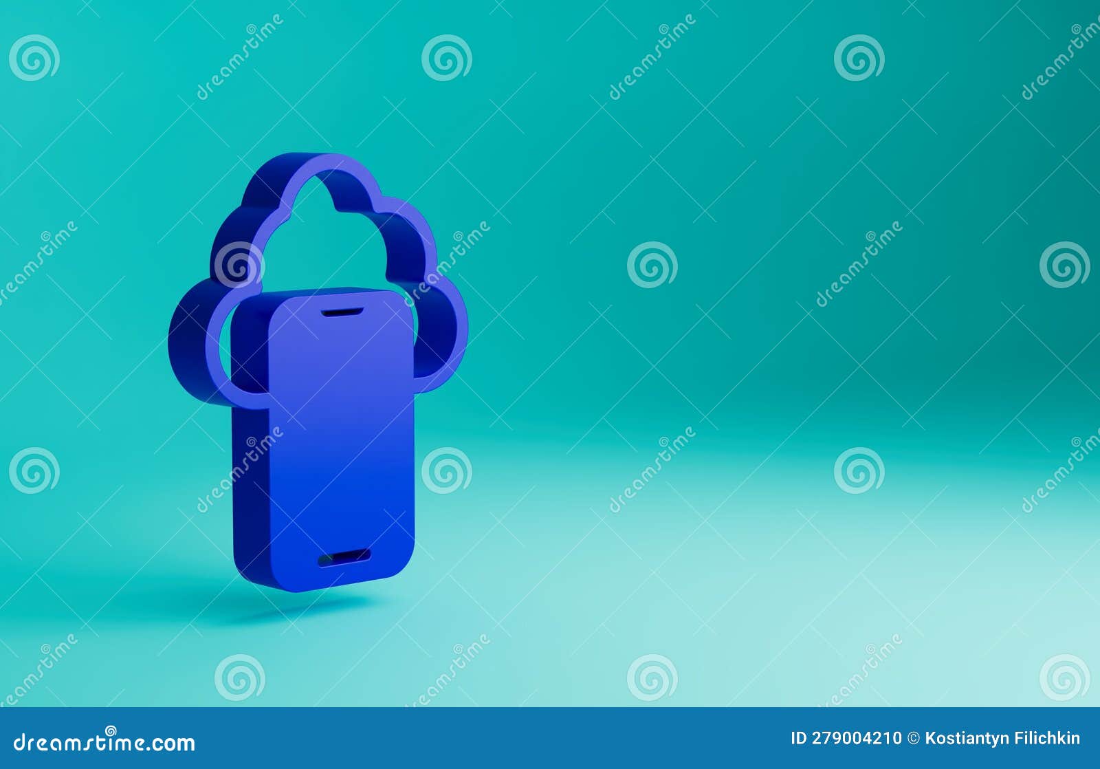 Blue Cloud Technology Data Transfer and Storage Icon Isolated on Blue Background. Minimalism ...