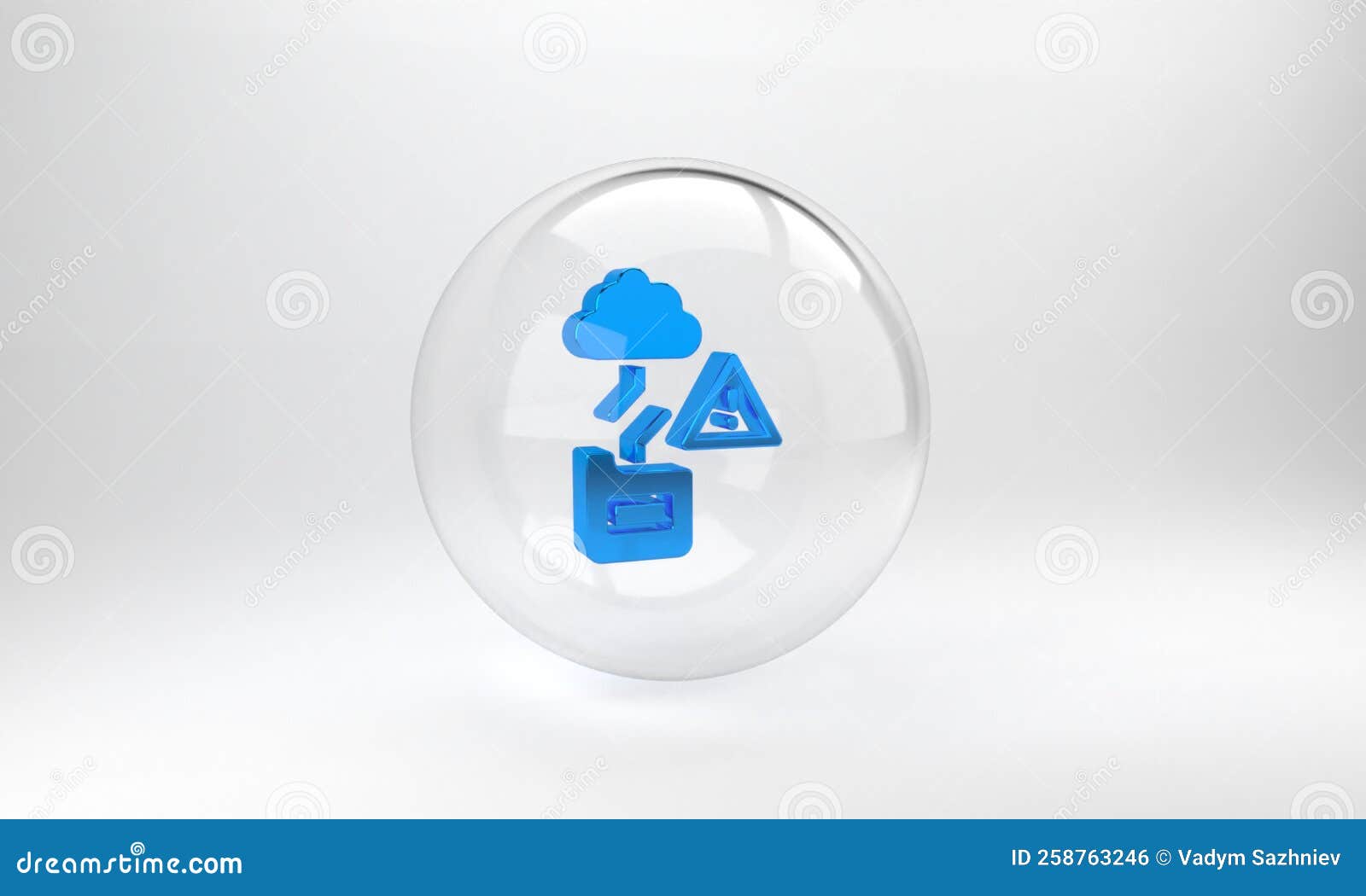 Blue Cloud Technology Data Transfer and Storage Icon Isolated on Grey ...
