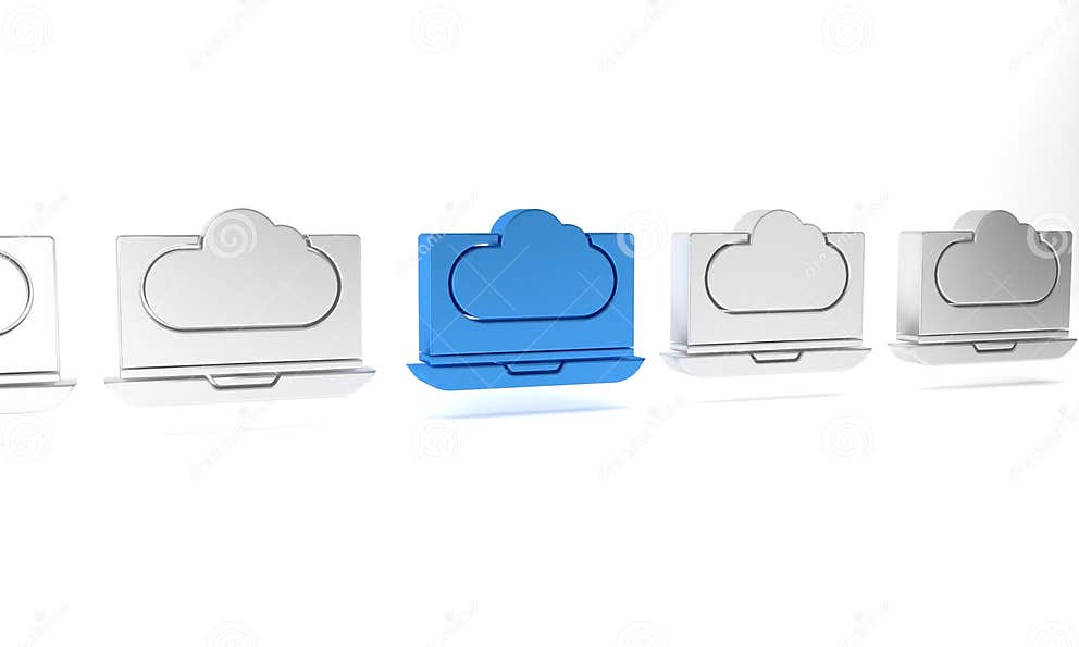 Blue Cloud Technology Data Transfer and Storage Icon Isolated on White ...