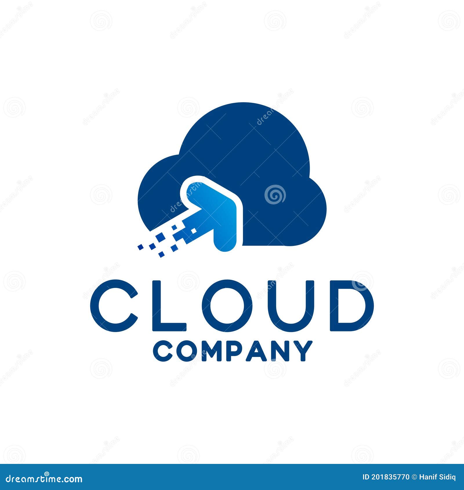 Blue Cloud Technology Pixel Arrow Company Logo Template Stock Vector ...