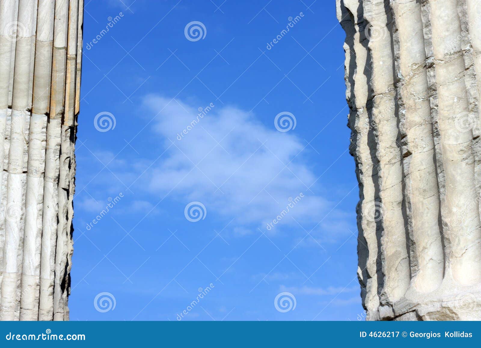 Blue Clouded Sky between Two Ancient Greek Columns Stock Image - Image ...