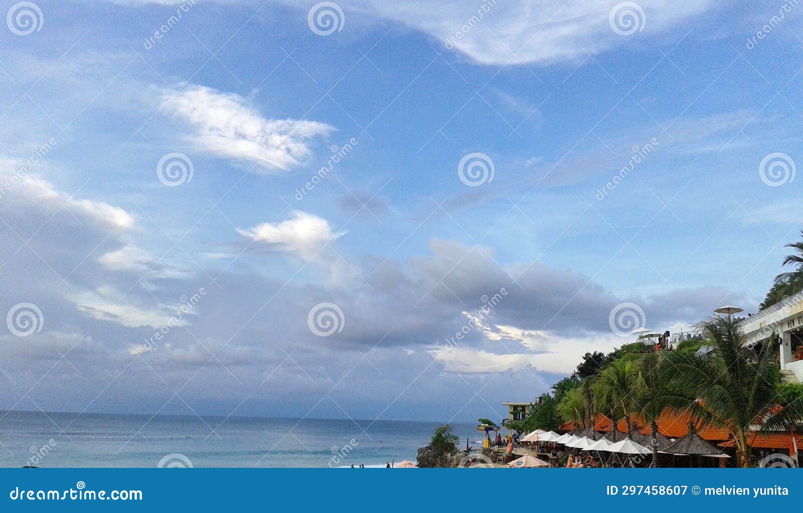 Blue Clouds on the Edge of a Beautiful Beach Stock Image - Image of ...