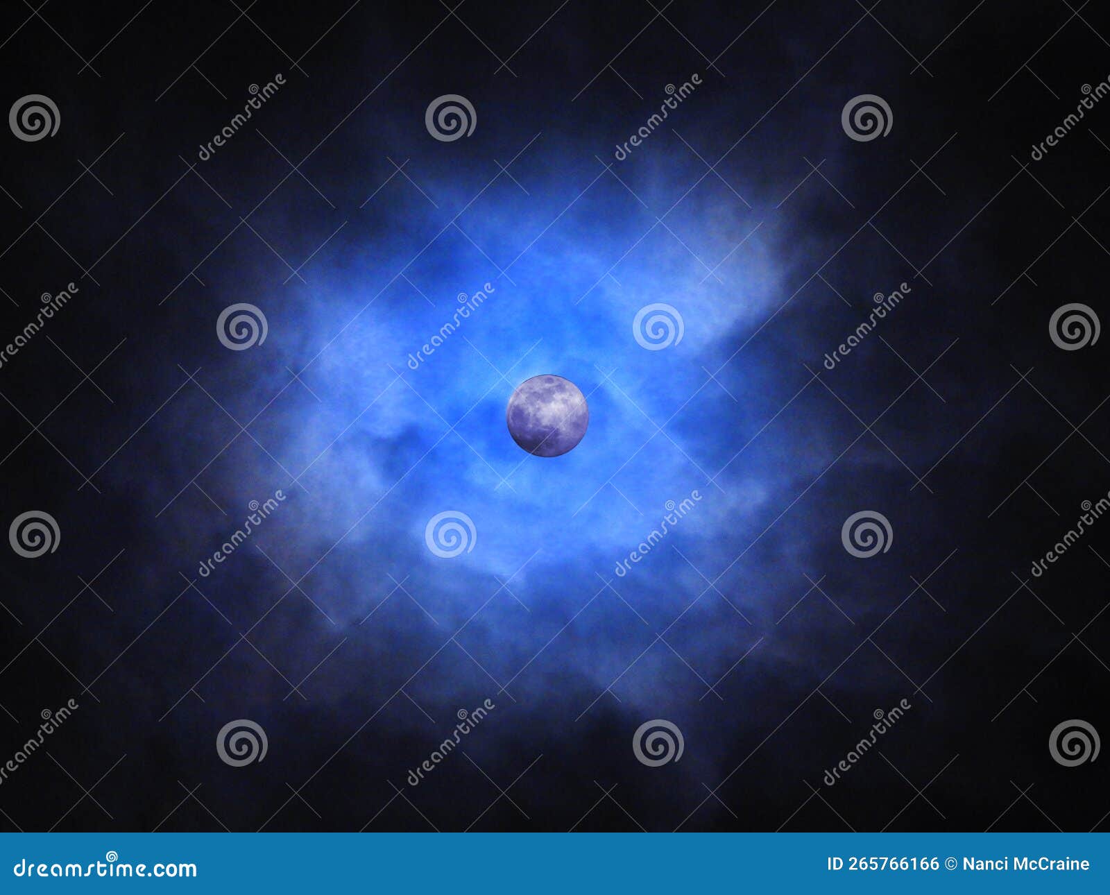 Exploding Blue Moon and Clouds in January Night Sky Stock Photo - Image ...