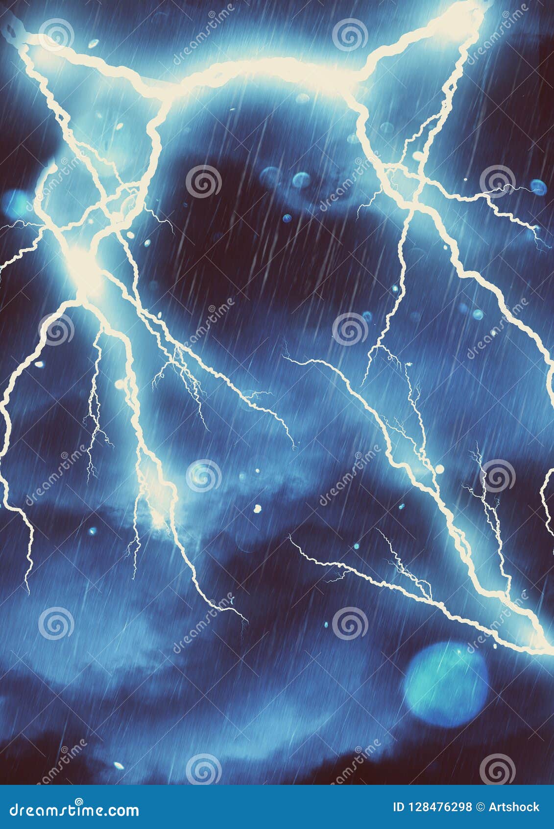 Blue clouds thunderstorm stock illustration. Illustration of danger ...