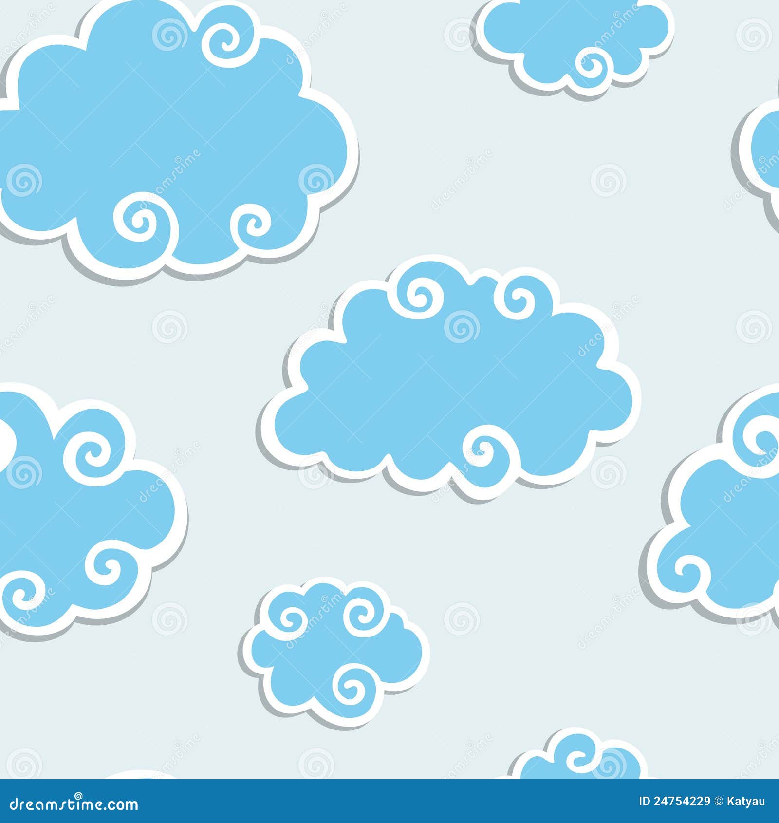 Blue Clouds with White Border. Seamless Pattern Stock Illustration ...