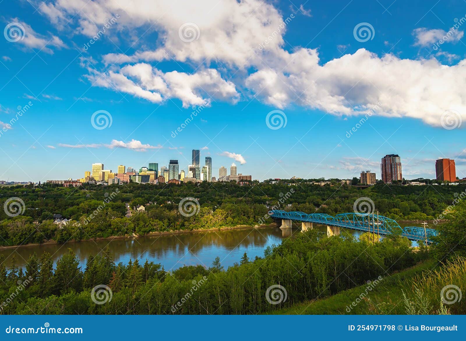 Blue Cloudy Sky Over the Edmonton River Valley Stock Photo - Image of ...