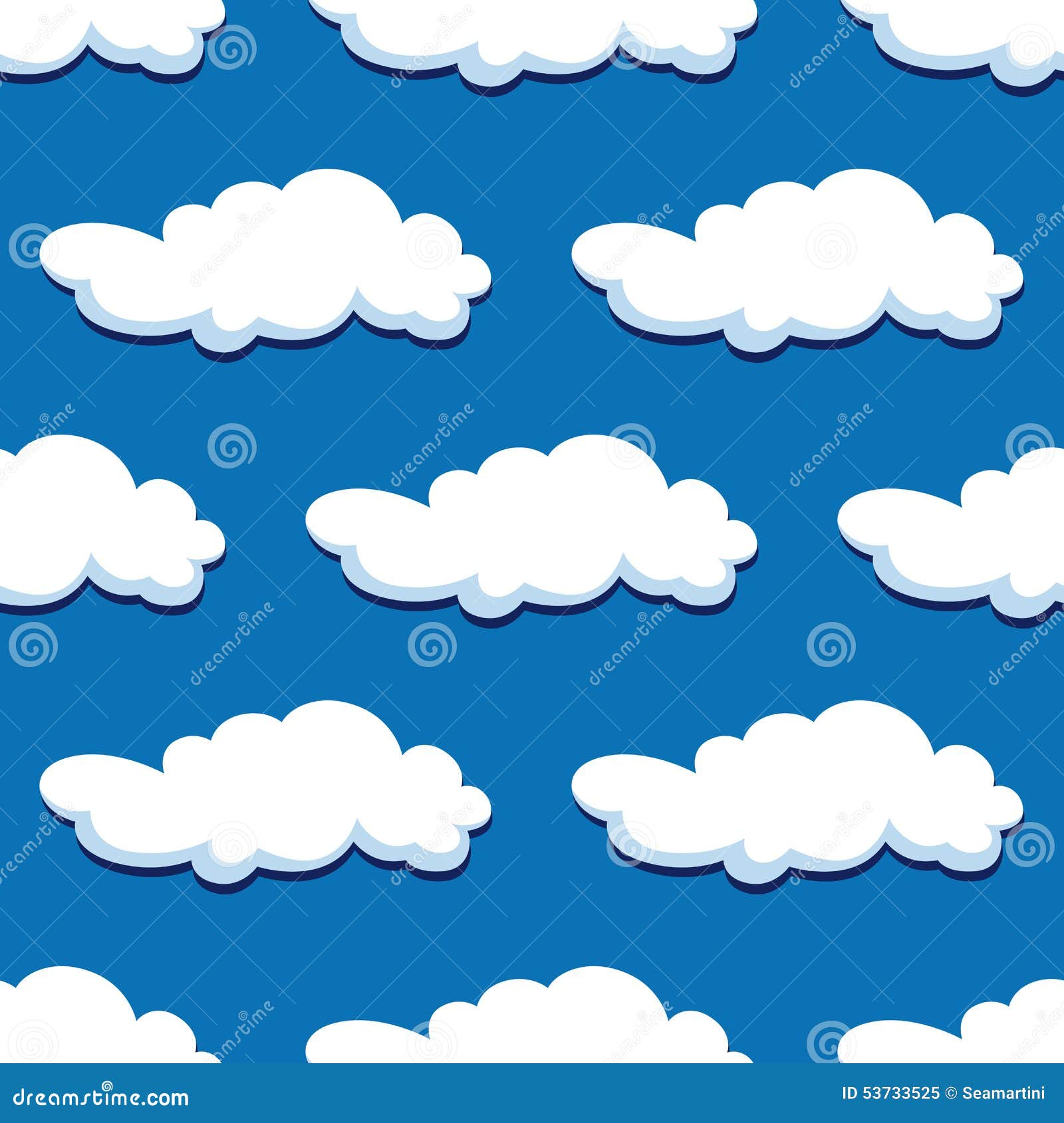 Blue Cloudy Sky Seamless Pattern Stock Vector - Illustration of shape ...