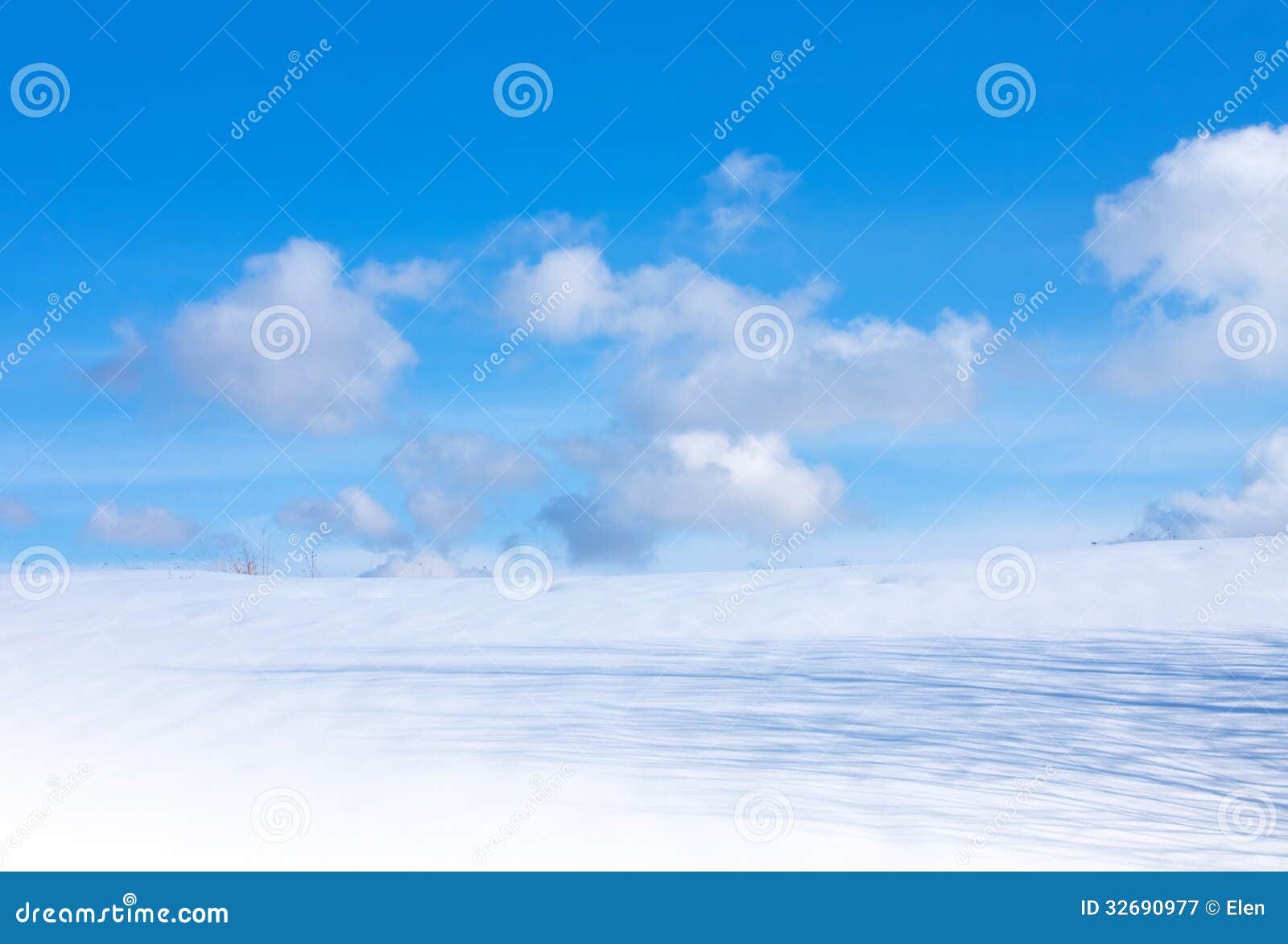 Blue cloudy sky and snow stock image. Image of field - 32690977
