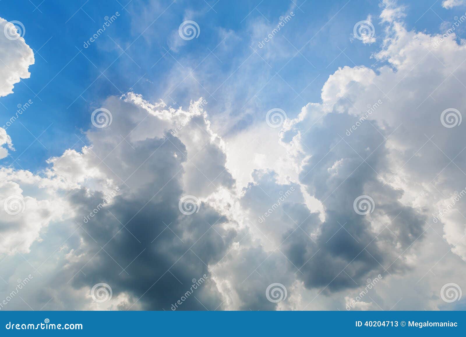 Blue Cloudy Sky with Sun Rays Stock Image - Image of blue, sunshine ...