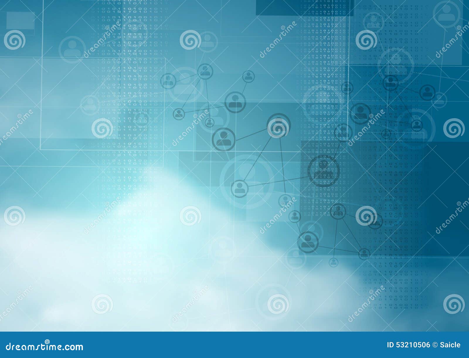 Blue Cloudy Sky Vector Tech Background Stock Vector - Illustration of ...
