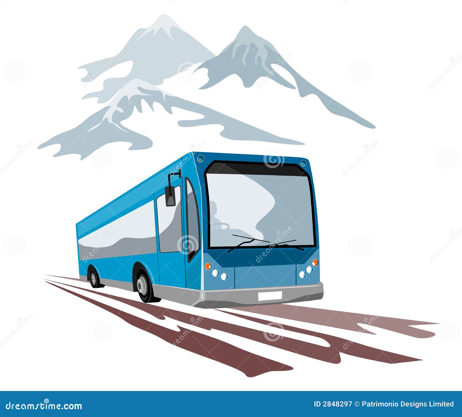 Blue Coach Travelling in the M Stock Illustration - Illustration of ...