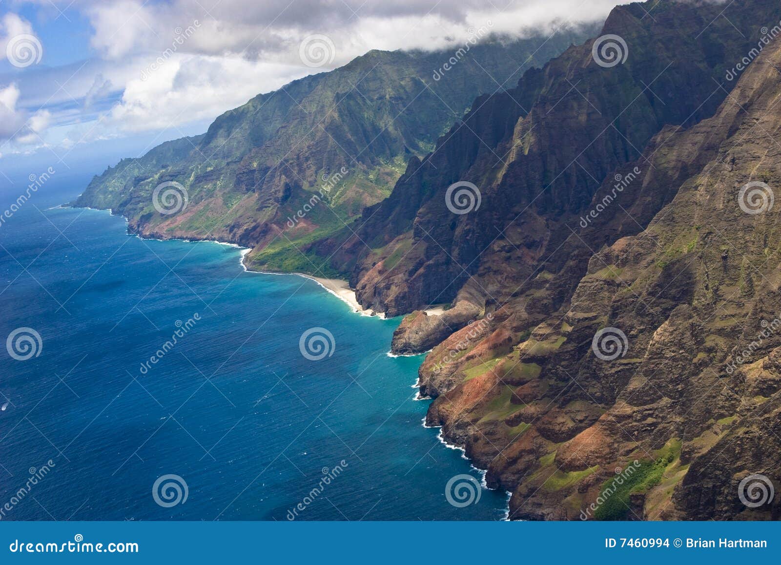 Blue Coastline stock photo. Image of hawaii, kuai, mountains - 7460994
