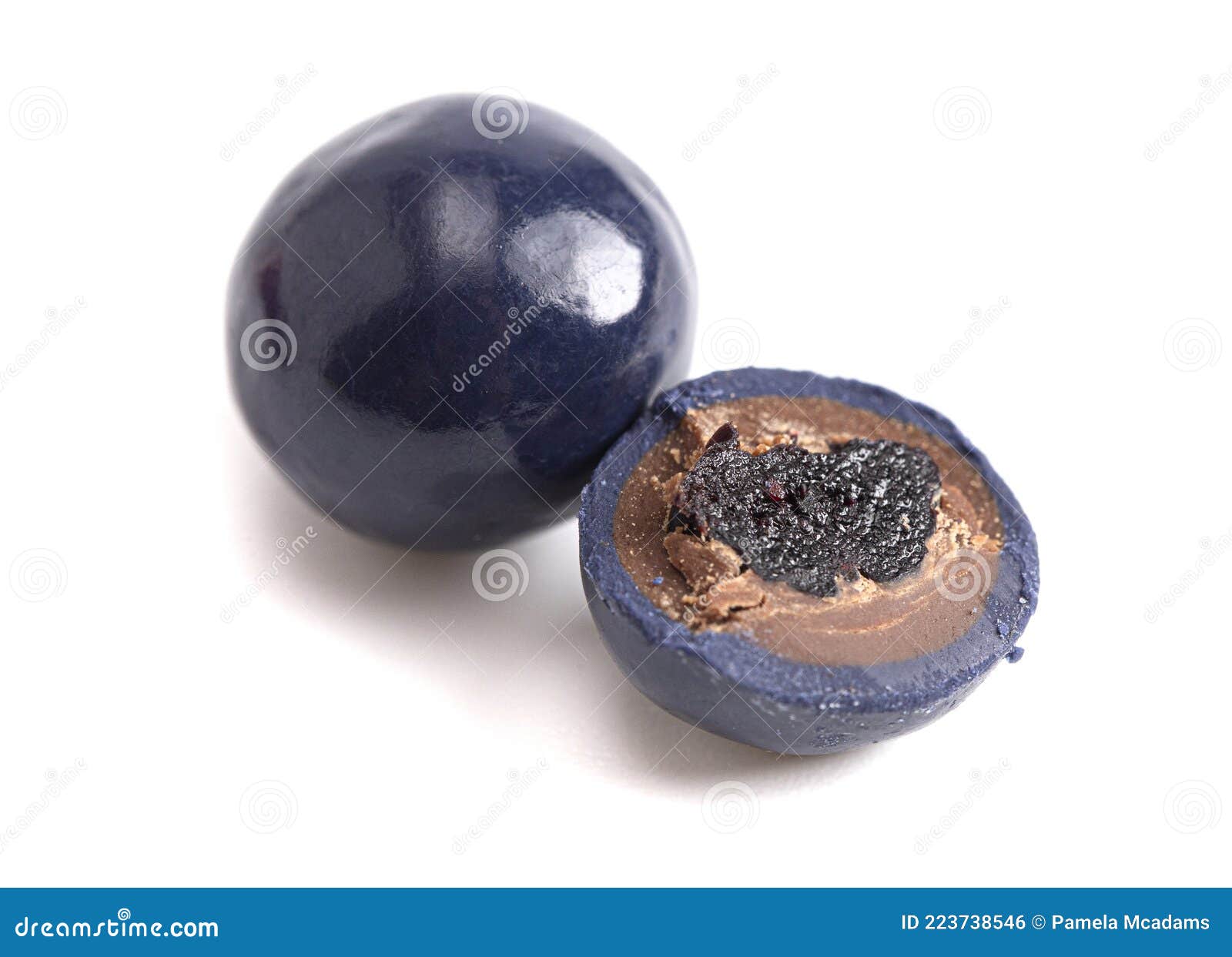 Blue Coated Chocolate Covered Dried Blueberry Isolated on a White ...