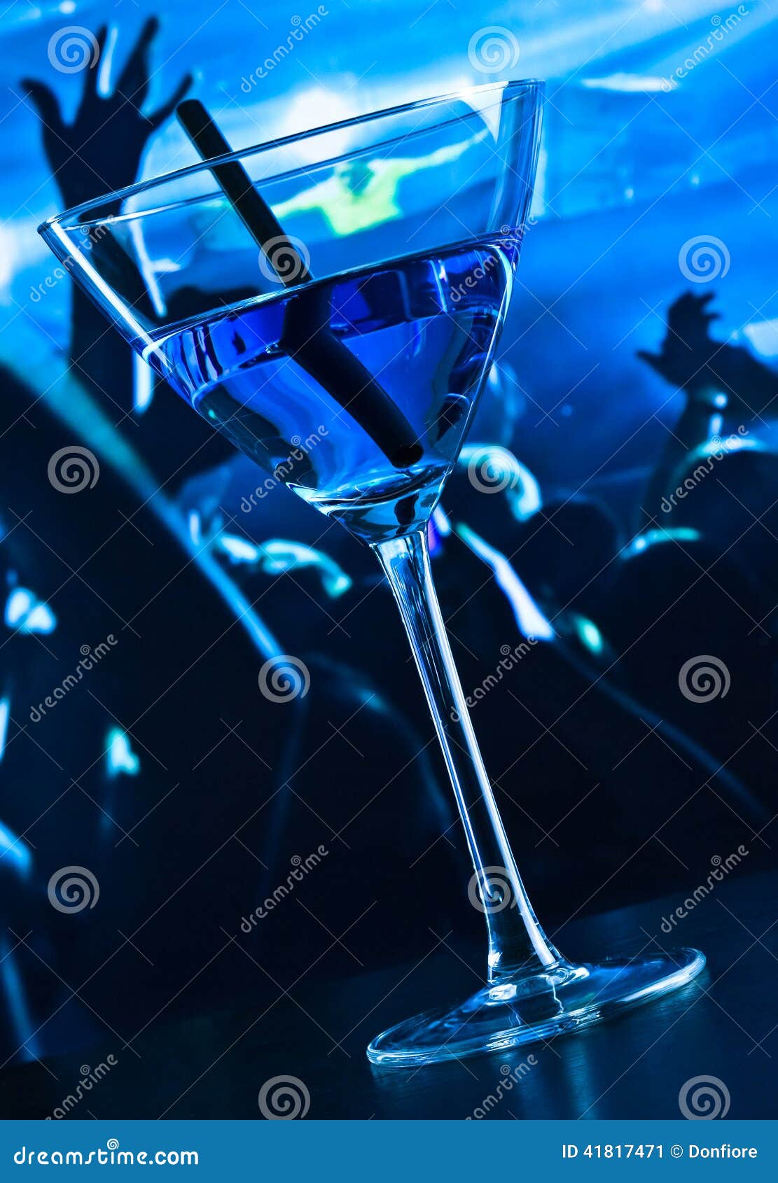 Blue Cocktail Drink on a Disco Table Stock Image - Image of glass, leaf ...