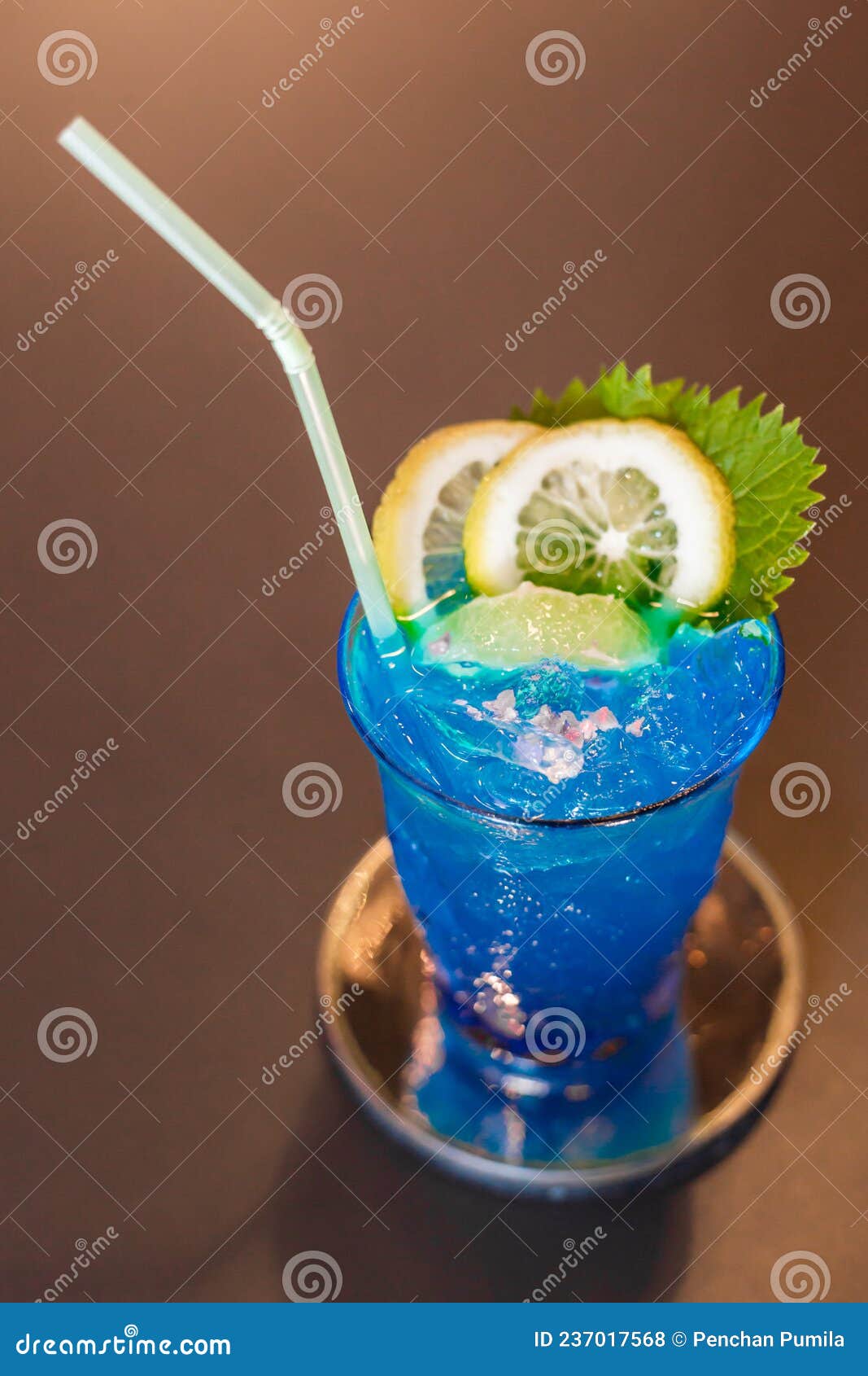 Blue Cocktail Drink with Ice Stock Photo - Image of garnish, freshness ...
