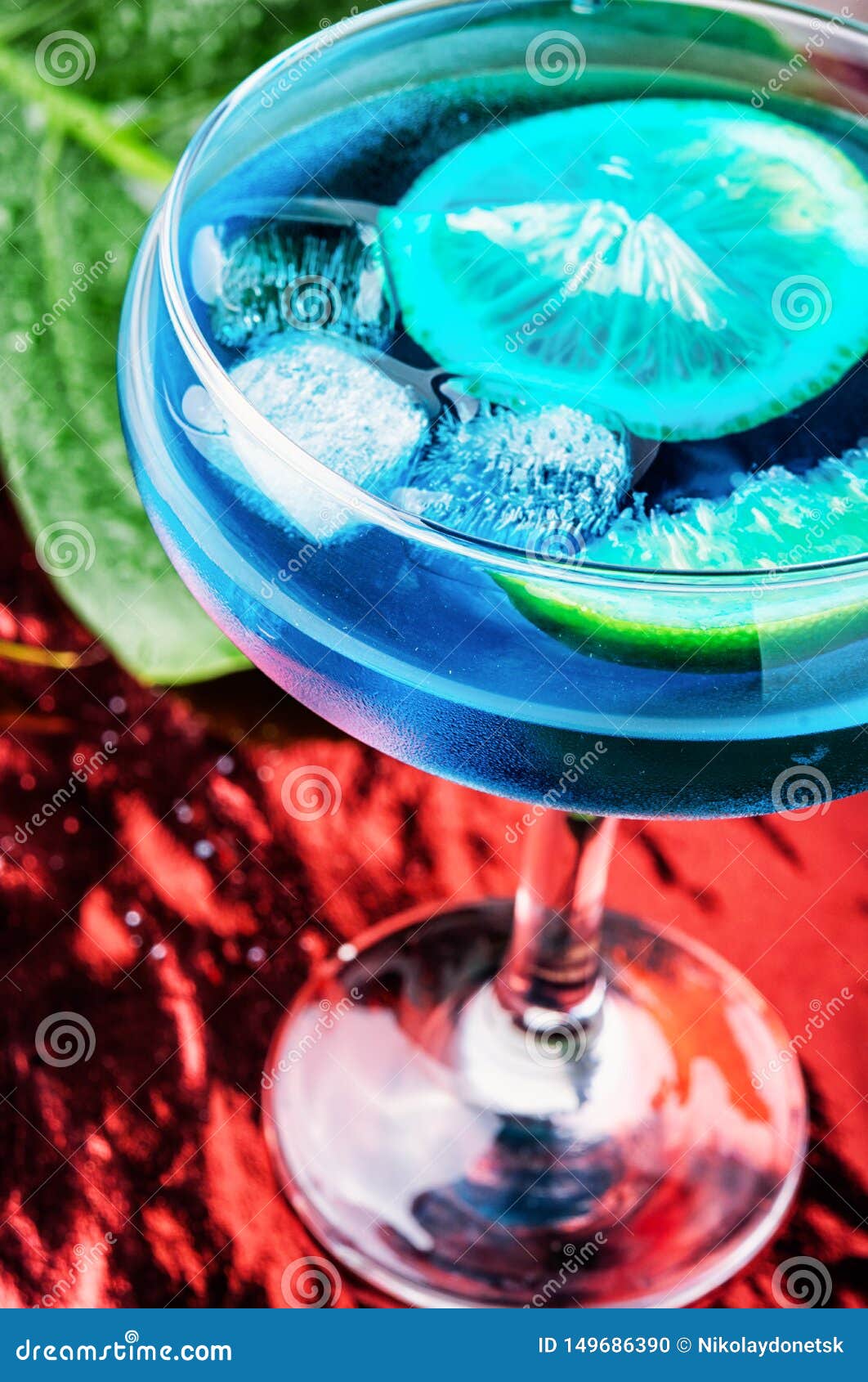 Blue cocktail with ice stock photo. Image of cold, alcoholic - 149686390