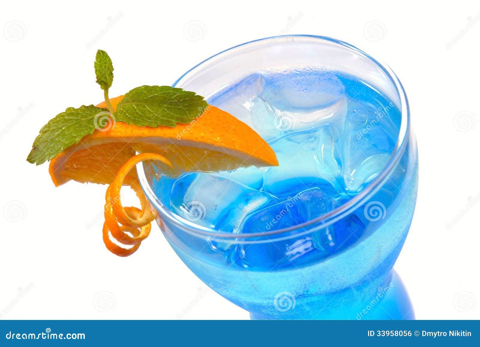 Blue cocktail with ice stock photo. Image of blue, freshness - 33958056