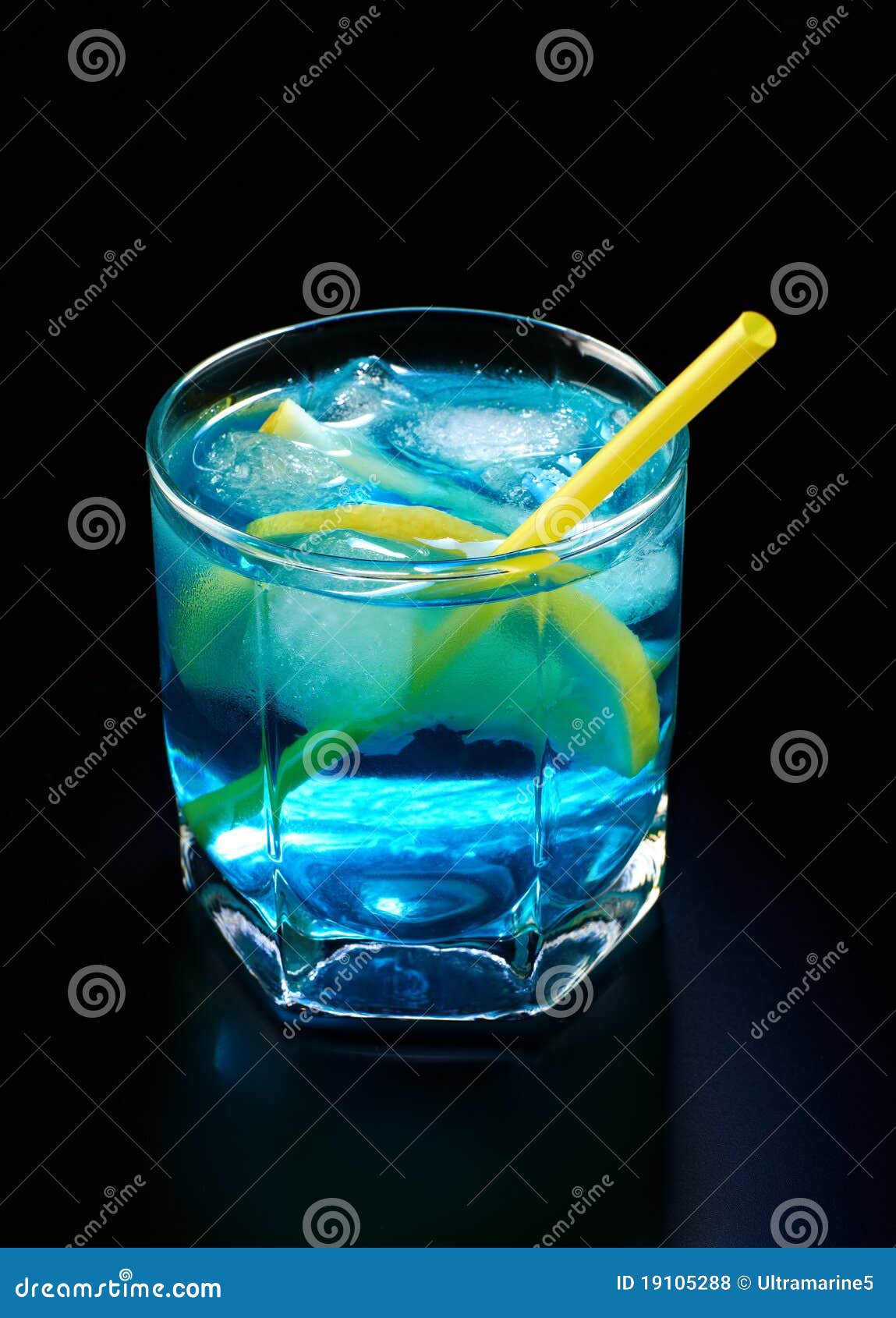 Blue cocktail with lemon stock photo. Image of blue, vodka - 19105288