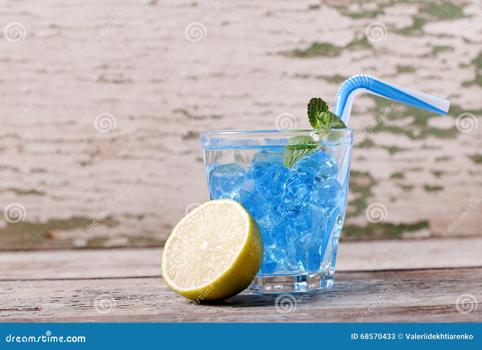 Blue Cocktail with Lemon and Ice Stock Image - Image of celebration ...