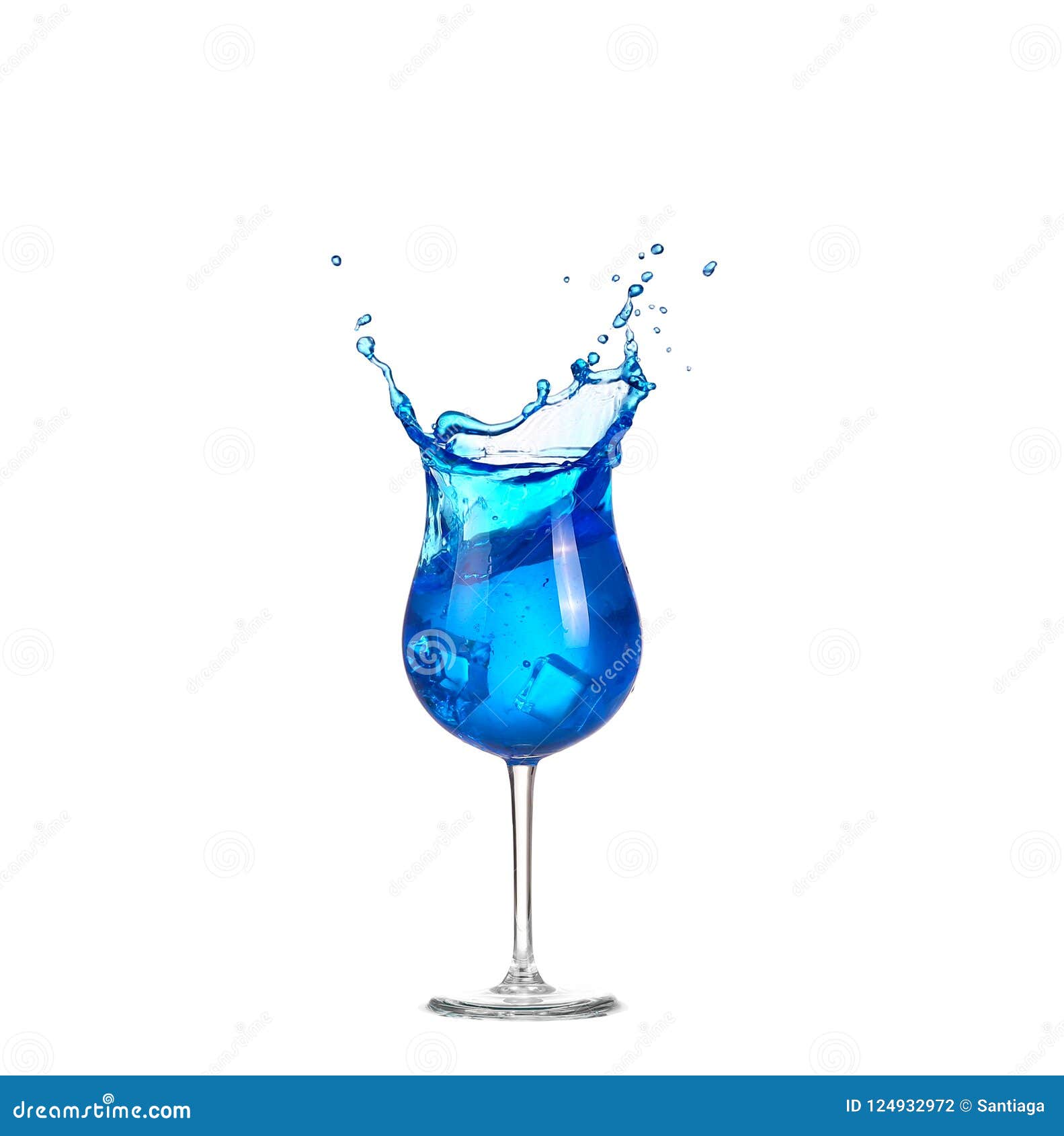 Blue Cocktail with Splashes on White Stock Photo - Image of cocktail ...