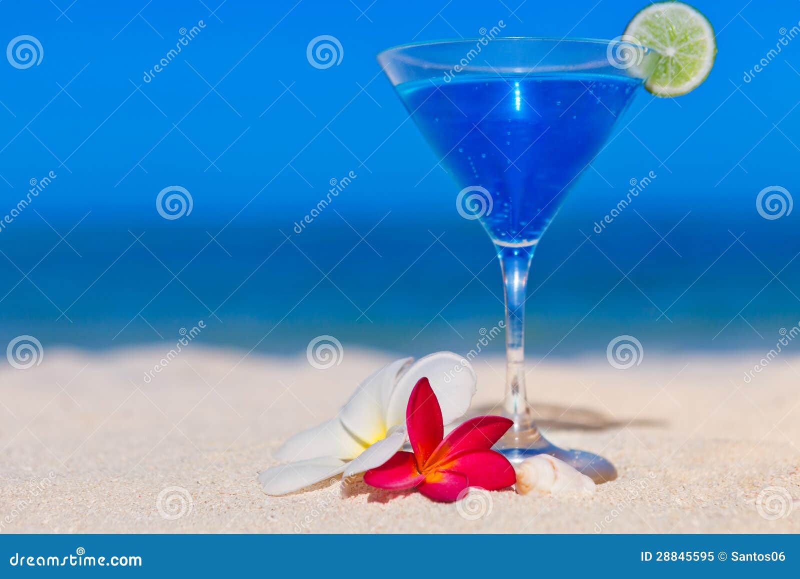 Blue Cocktail at Tropical Beach Stock Image - Image of edge, glass ...