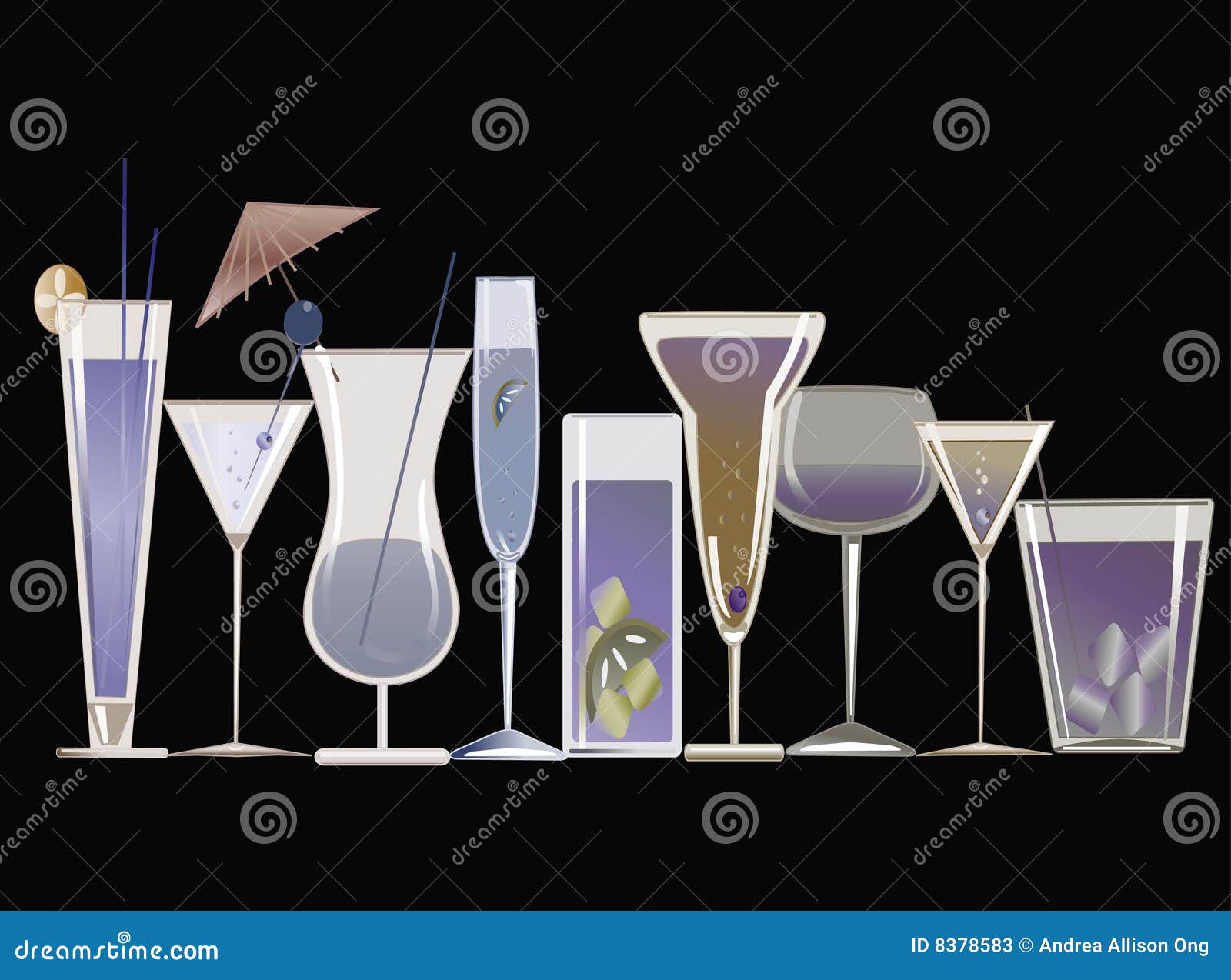 Blue cocktails stock vector. Illustration of brown, alcohol - 8378583