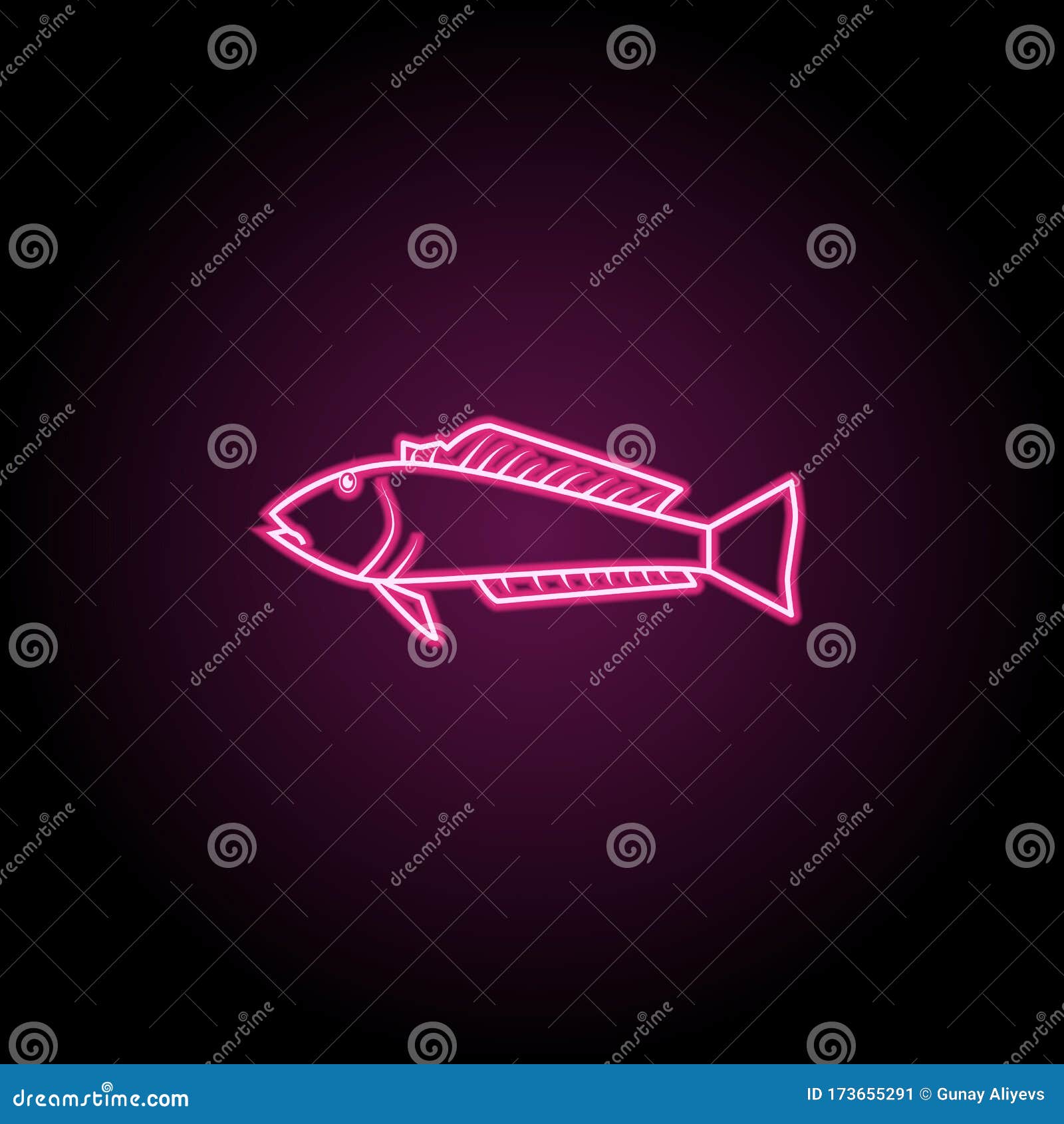Blue Cod Raawaru Neon Icon. Simple Thin Line, Outline Vector of Fish ...