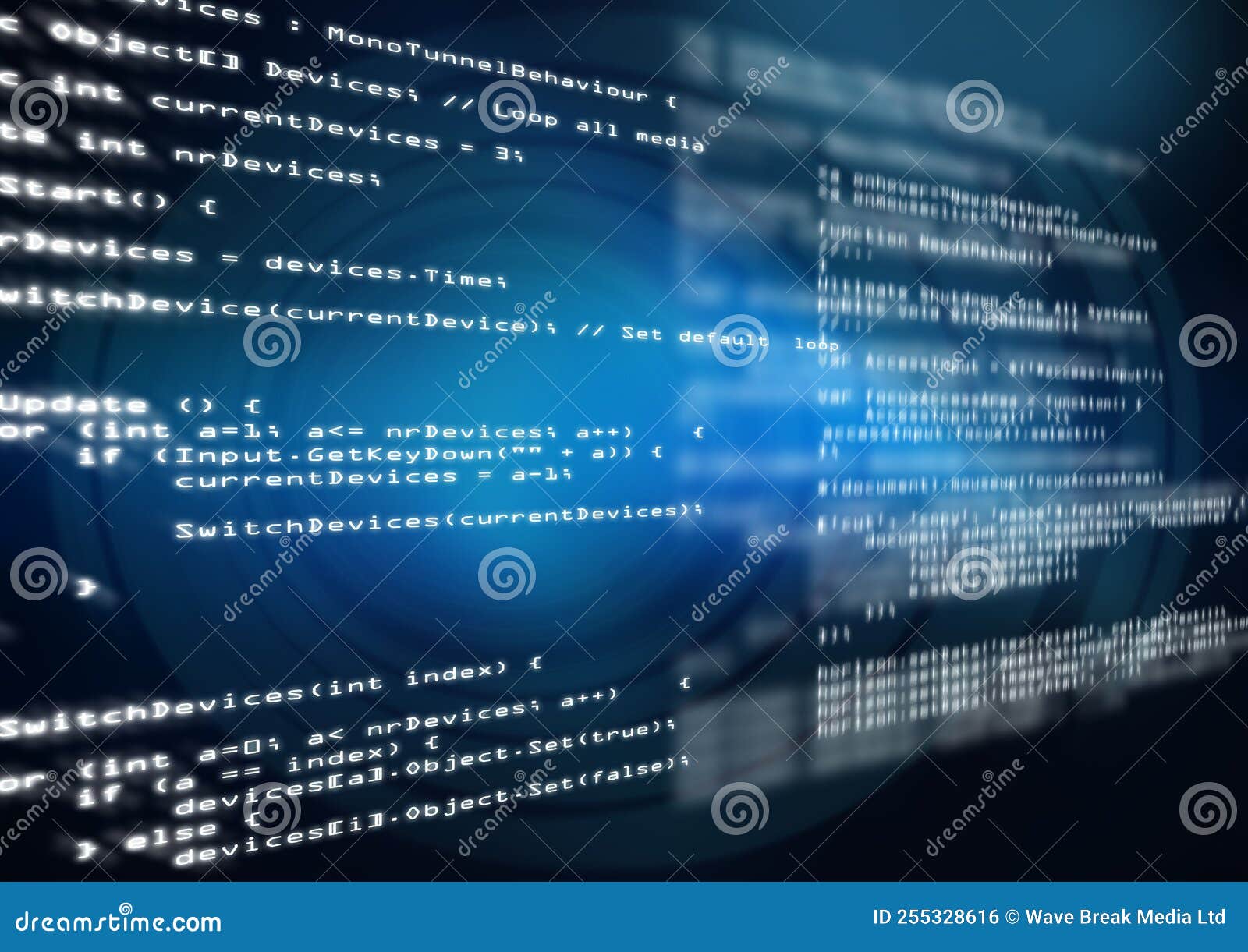 Blue code no numbers stock illustration. Illustration of words - 255328616