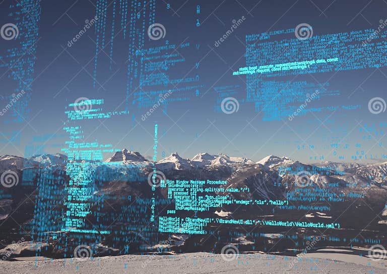 Blue Code Against Mountains Stock Photo - Image of resort, data: 93205818