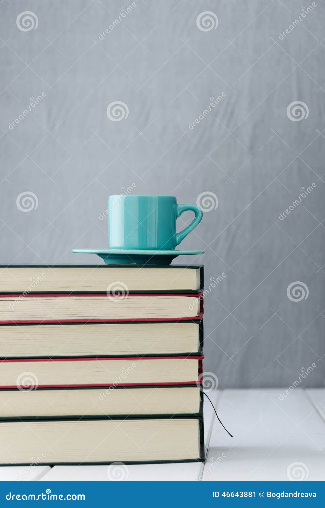Blue Coffee Cup on Stack of Books Stock Image - Image of color, coffee ...
