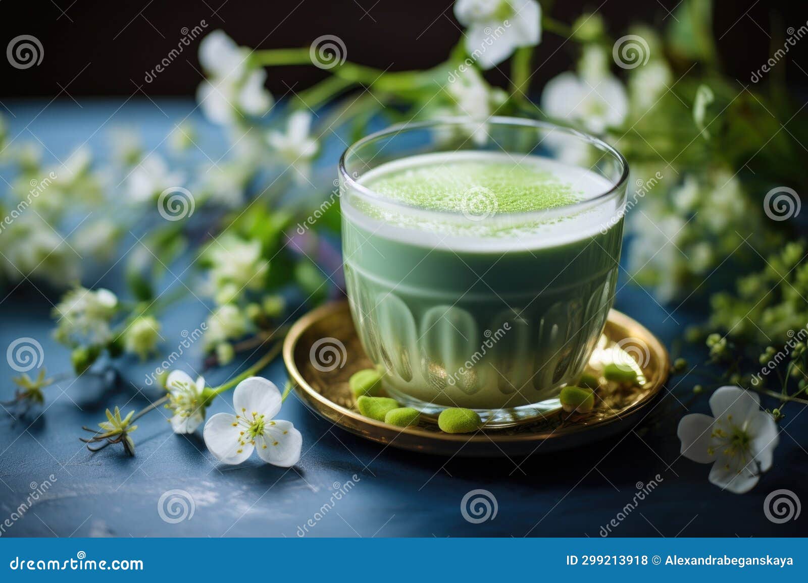 Blue Coffee in a Matcha Glass Stock Illustration - Illustration of ...